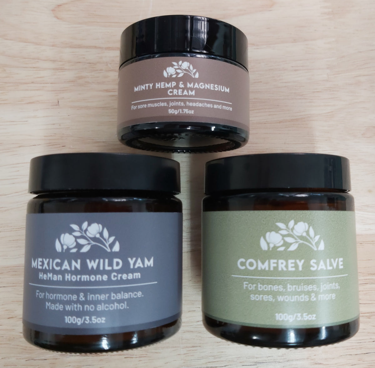 Gathered Blends Mens Pack - HeMan Hormone Cream, Comfrey Salve and Min ...