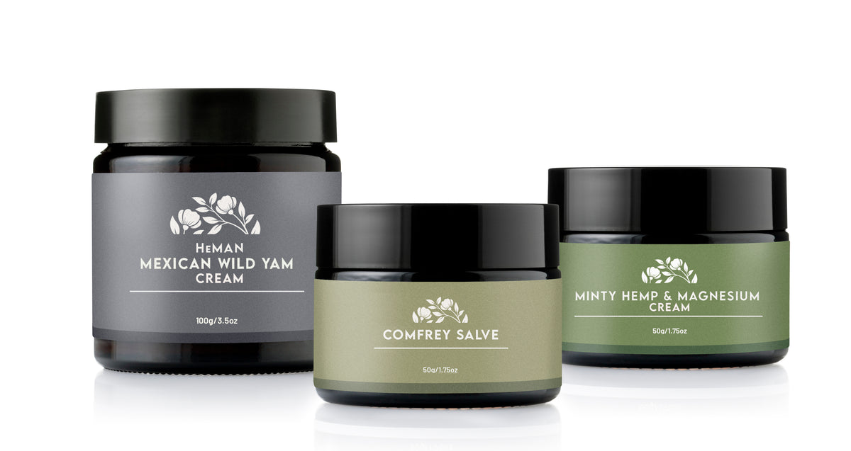 Gathered Blends Men's Pack - HeMan Cream, Comfrey Salve and Minty Hemp ...